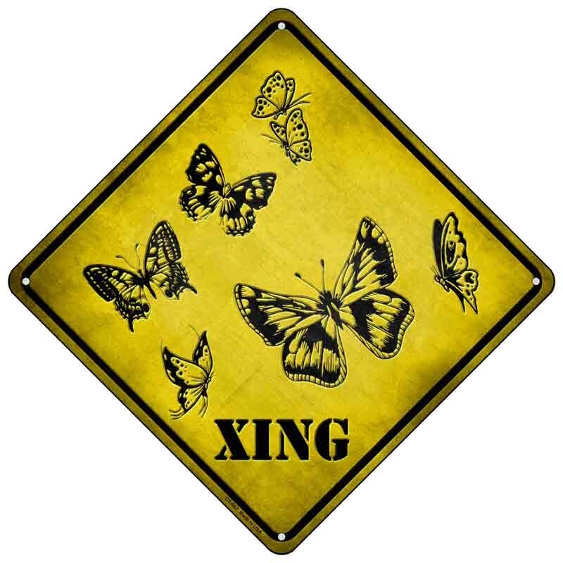 Butterflies Xing Novelty Mini Metal Road Notice 8" Cross Xing Crossing ...