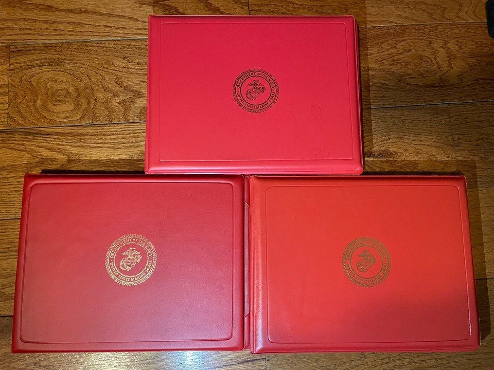 USMC Award Presentation Folder Padded Red Marine Corps Eagle Globe ...