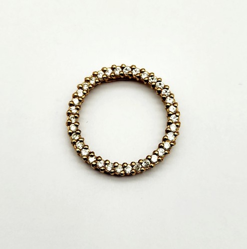 Vintage Gold Overlay Sterling Silver CZ Pave Inlay Circle Pendant - 3 ...