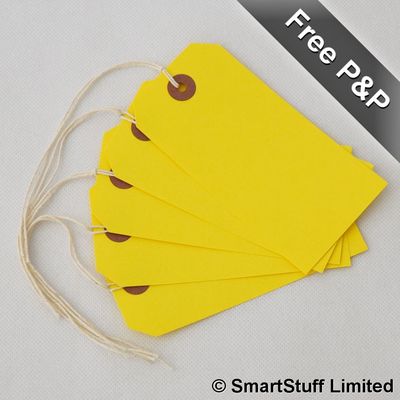 Yellow Strung Tie On Tags / String Luggage Labels Wedding Craft Gifts ...
