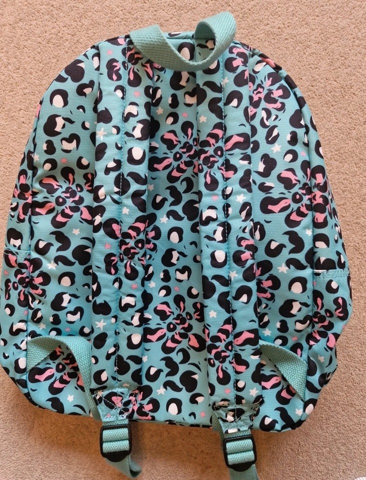 Kipling Turquoise Pink Leopard Print Flower Pattern Backpack Rucksack ...