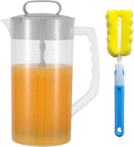 Mixing Pitcher with Plunger Mixer 2 QT/64OZ Plastic Water Pitcher with ...