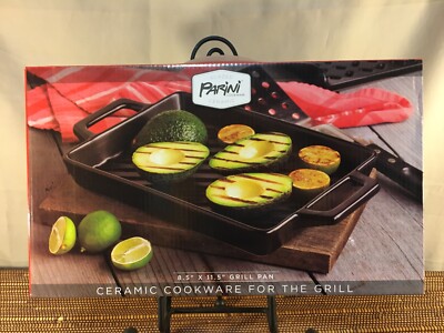 Parini Rectangular Glazed Ceramic 8 1/2” X 11 1/2” Grill Pan Non-stick ...