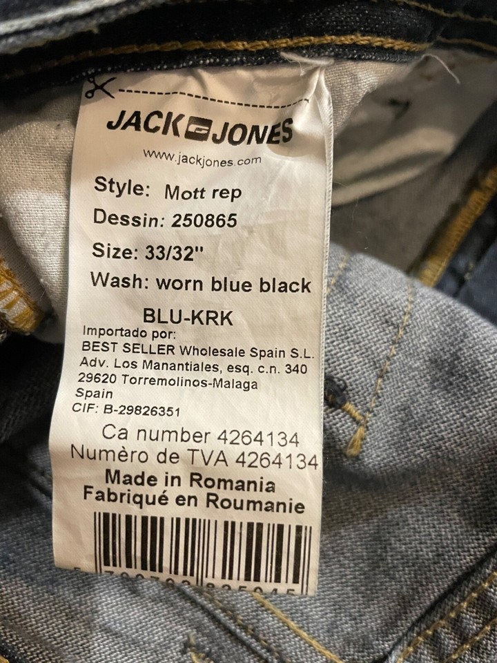 Jack&Jones JackJones Jeans Mott Rep 33/32 Worn Blue-Black. BLU-KRK ...