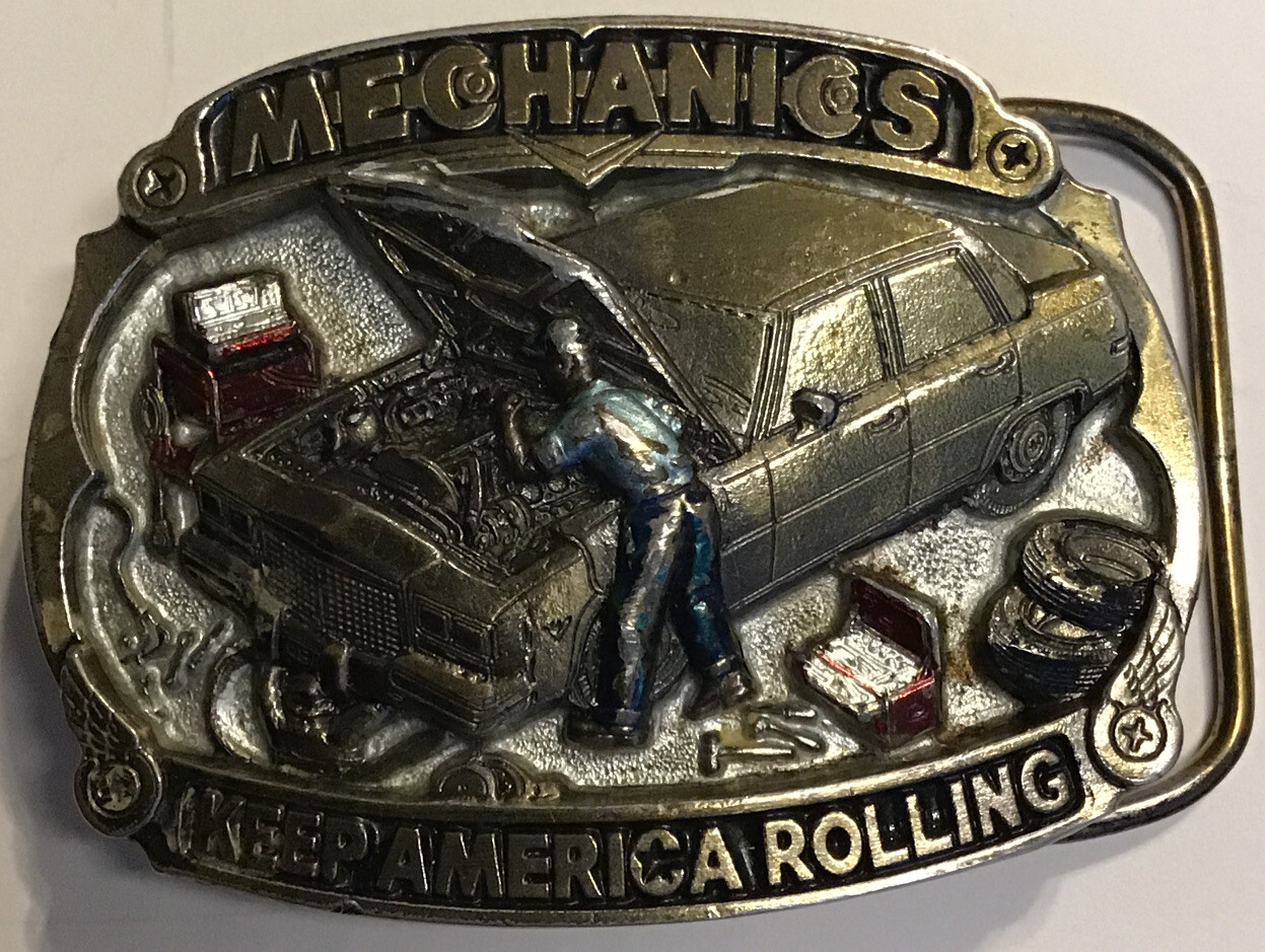 Mechanic Keep America Rolling Belt Buckle Vtg 1987 Gr… - Gem