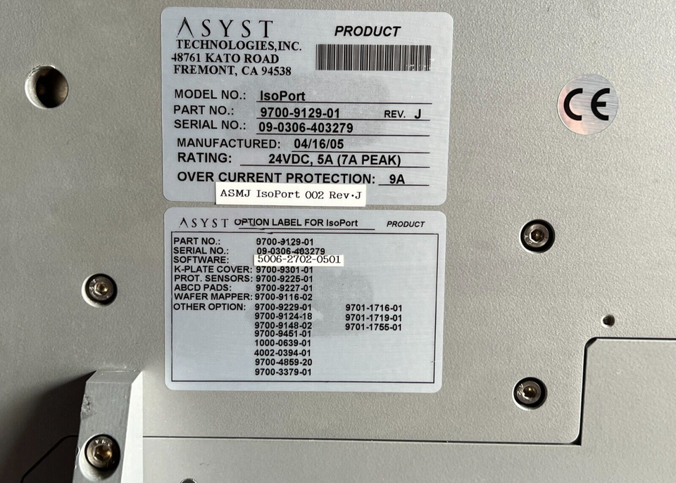 ASYST TECHNOLOGIES ISOPORT 300MM Wafer Load Port 9700-9129-01 | eBay