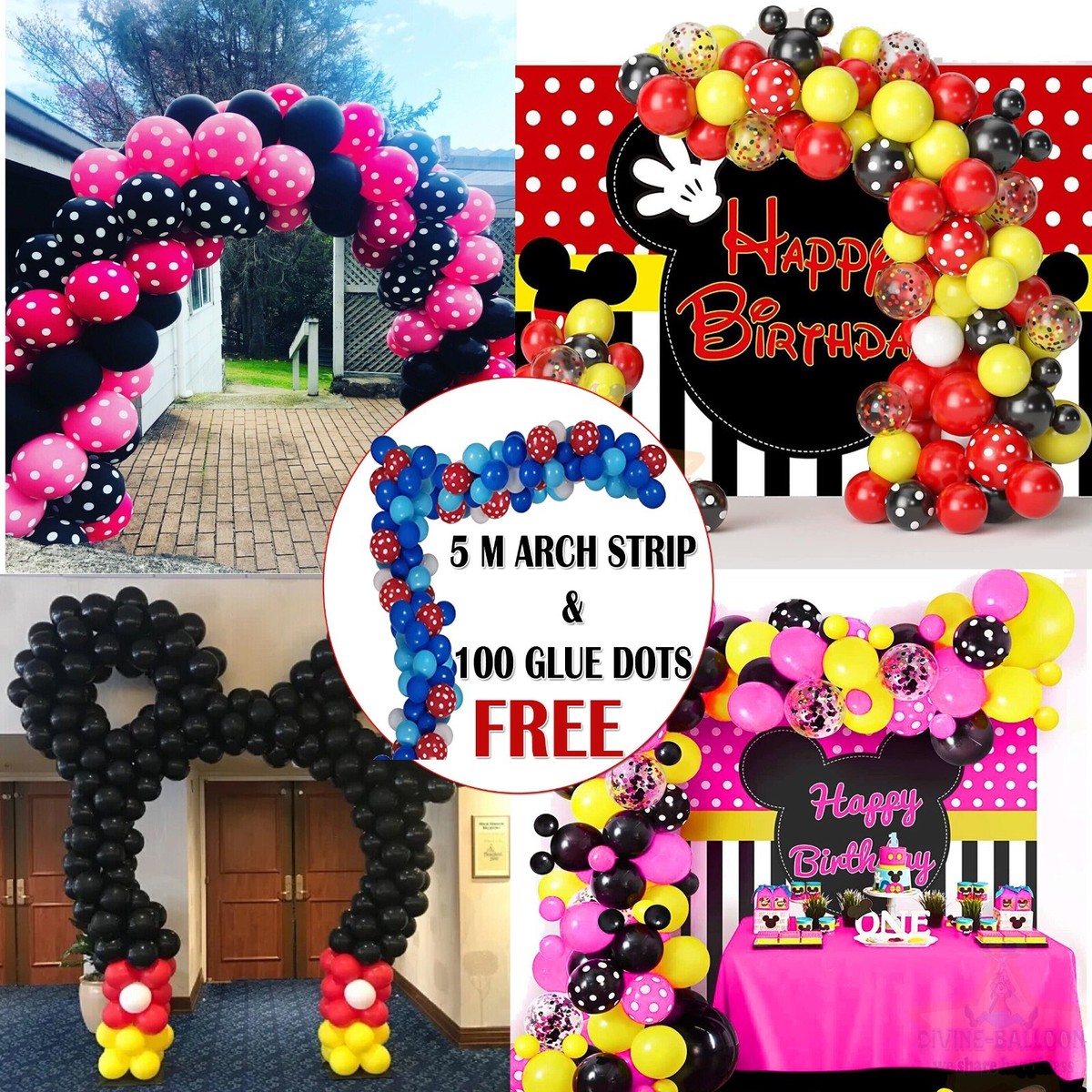 Minnie Mouse Balloon Arch Mini Mouse Balloon Garland Arch Kit Light
