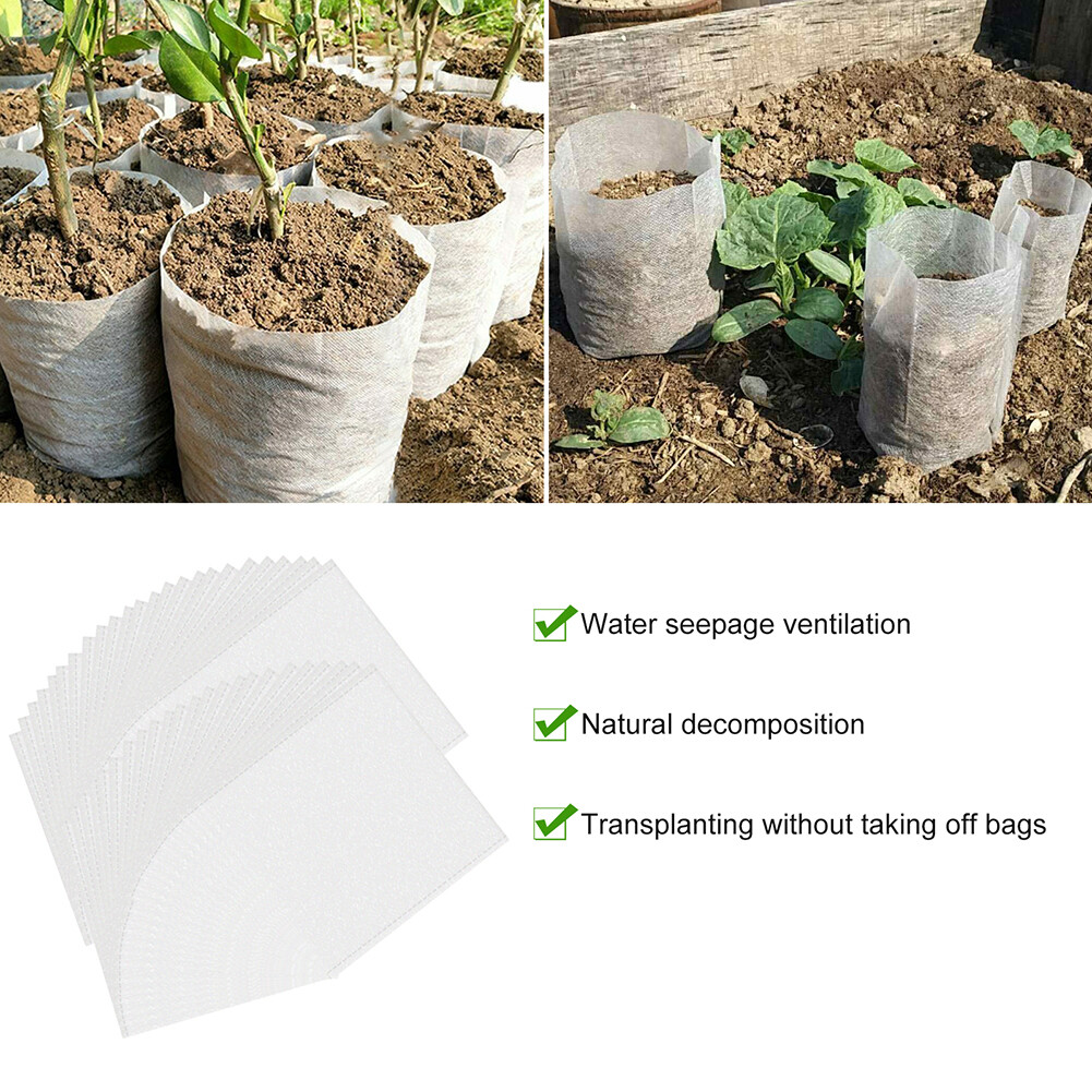 100Pcs Plant Bags Biodegradable Non-woven Fabric for Home Garden ...