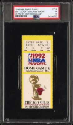 MICHAEL JORDAN “SHRUG GAME” TICKET STUB 1992 NBA FINALS GAME 1 (6) 3PT ...