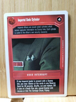 STAR WARS CCG🏆1995 Decipher Inc "IMPERIAL CODE CYLINDER" Trading Card🏆 ...