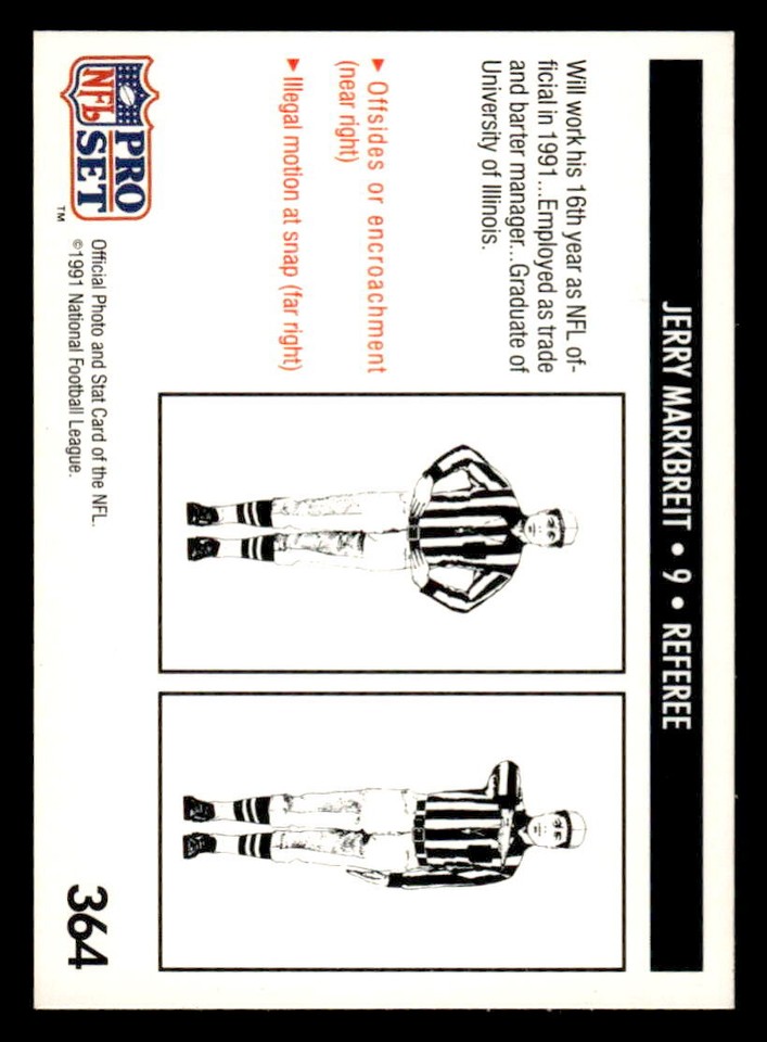 1991 Pro Set #364 Jerry Markbreit - EX-EXMT *TedsCardShack* | eBay