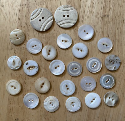 Lot of 25 Vintage Antique Mother Of Pearl Shell Buttons | eBay