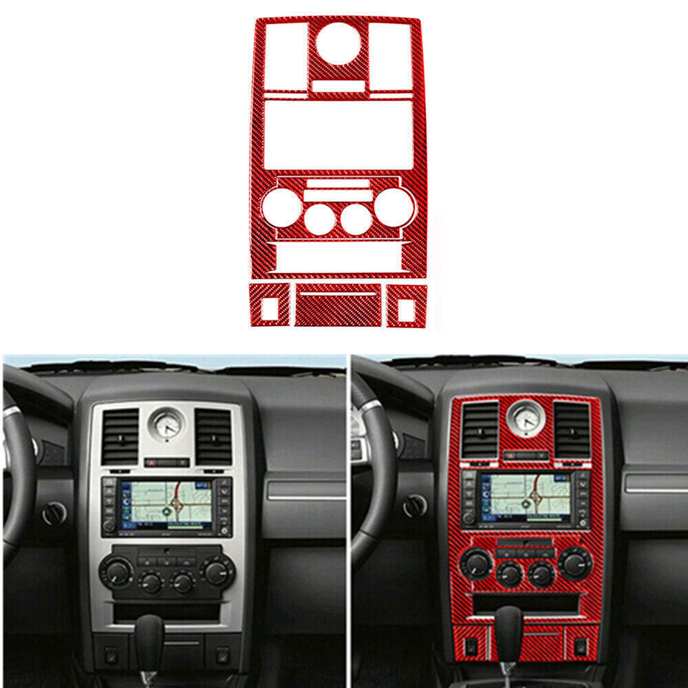 Red Carbon Fiber Central Control Cover Trim For Chrysler 300 2008-2010 ...