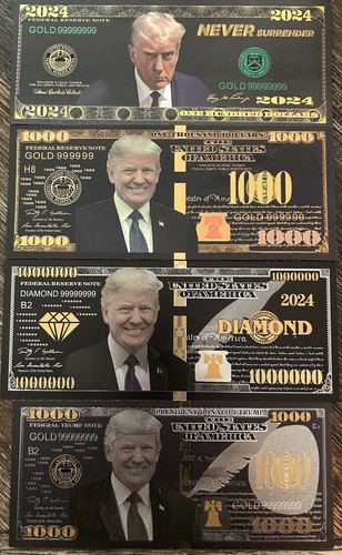 45th/47th President Donald Trump 4pcs/ 2024 $1000 Black Gold Foil ...