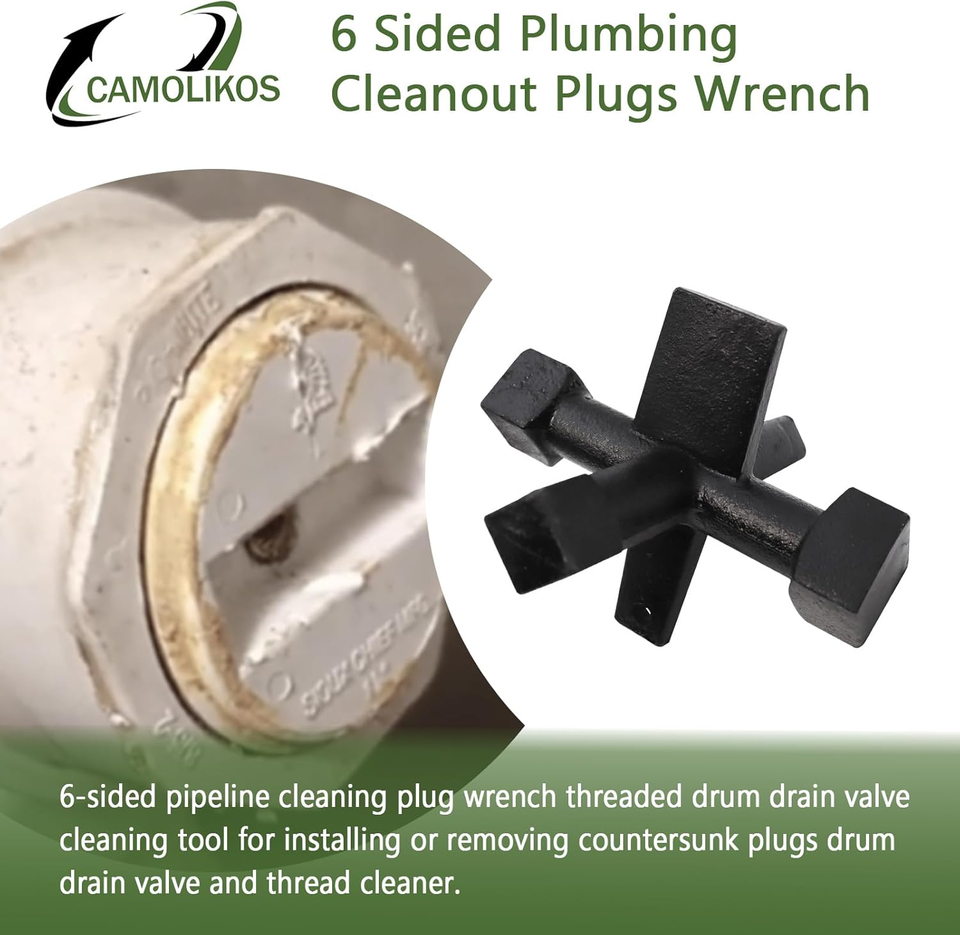 6 Sided Plumbing Cleanout Plugs Wrench Threaded Drum Trap Cleanout Tools For Ins | eBay