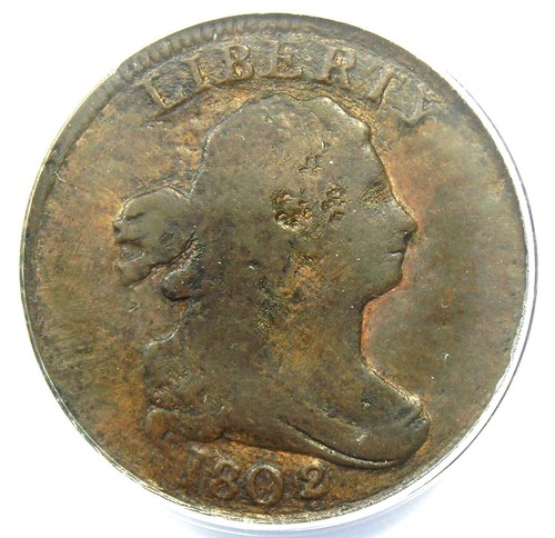 1802/0 Draped Bust Half Cent 1/2C - Certified ANACS Good 6 Details ...