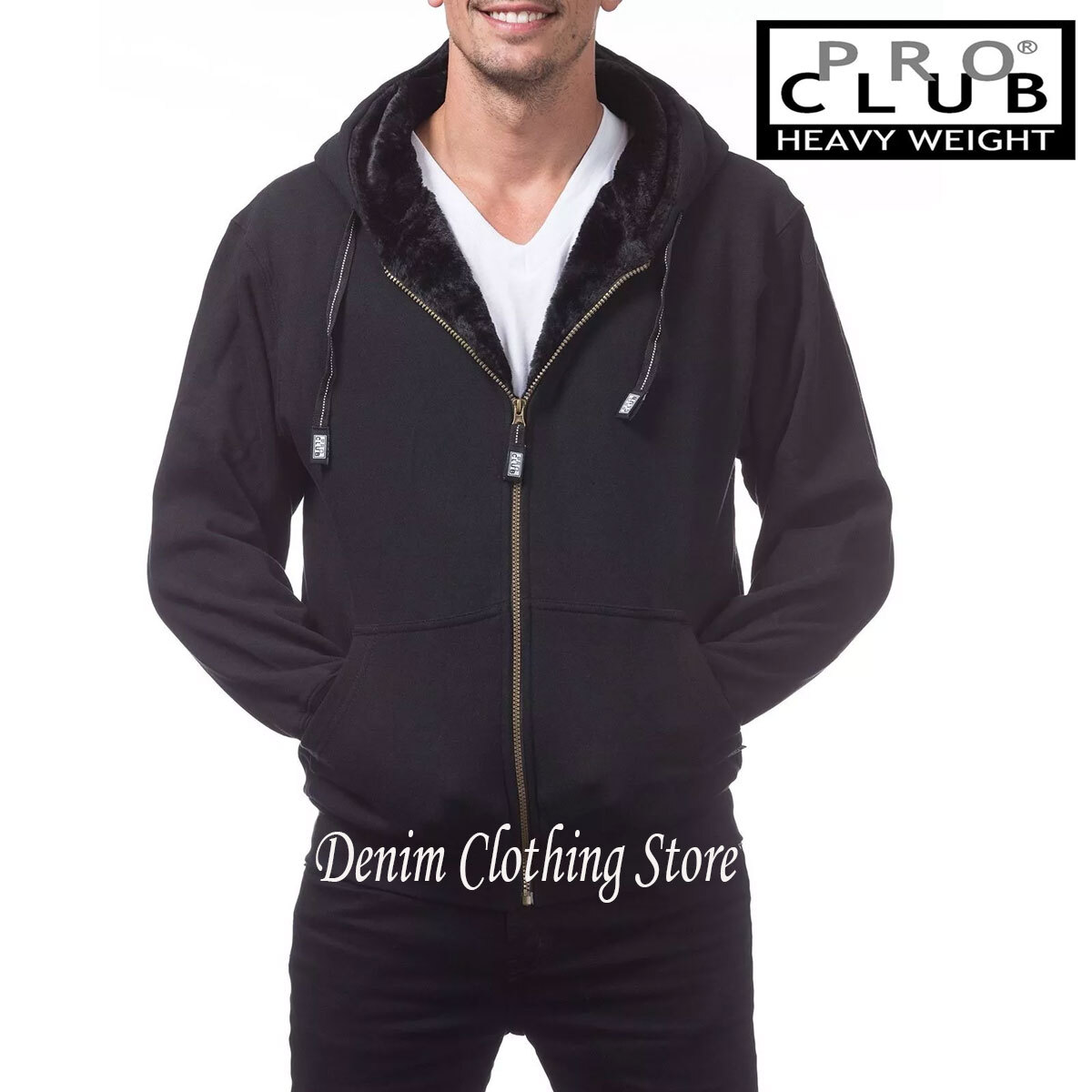 Pro Club Pile Full Zip Up Hoodie Heavyweight Thick Jacket Sweatshirts ...