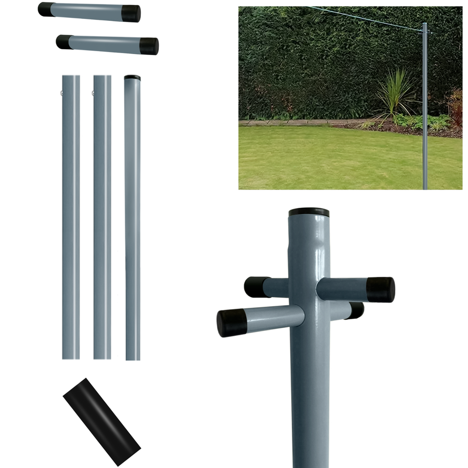 2.4m Galvanised Heavy Duty Clothes Washing Line Post Pole With Socket ...
