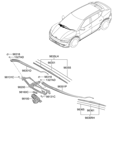 GENUINE NEW WINDSHIELD WIPER MOTOR ASSY SUITS KIA EV6 GT-LINE 2022 ...