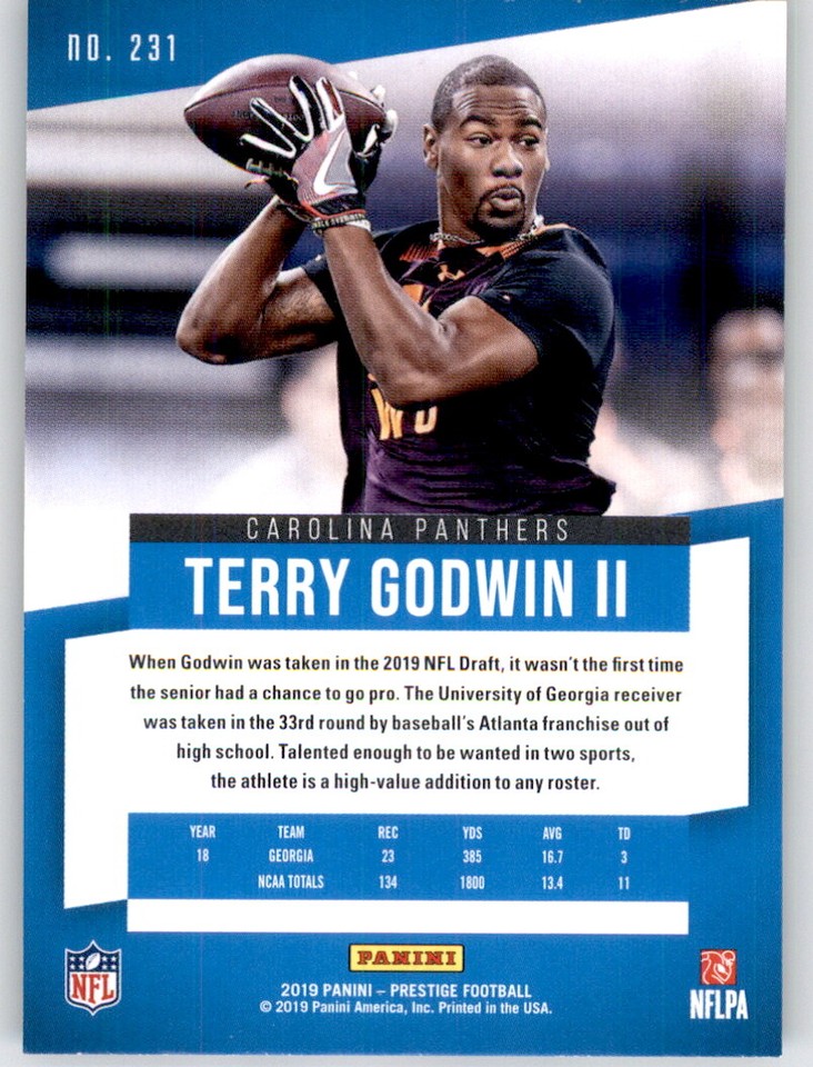 2019 Prestige Terry Godwin Rookie RC PWE Insert NFL Panthers #231 | eBay