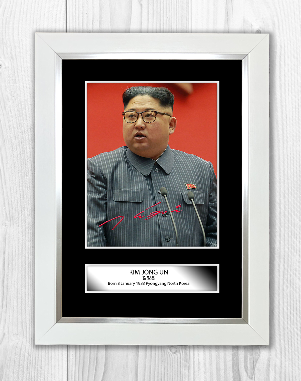 Kim Jong Un A4 signed mounted photograph poster. Choice of frame. | eBay