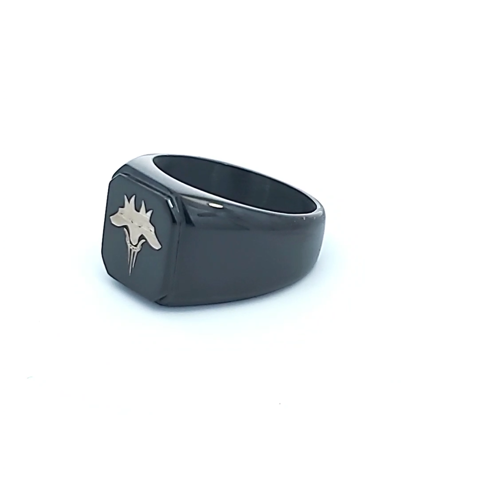 Stainless Steel Greek Mythology Cerberus Symbol Mens Hexagon Crest ...