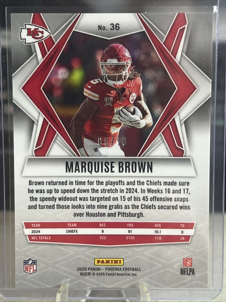 2025 Panini Phoenix Marquise Brown ColorBurst Prizm /10 FOTL Kansas ...