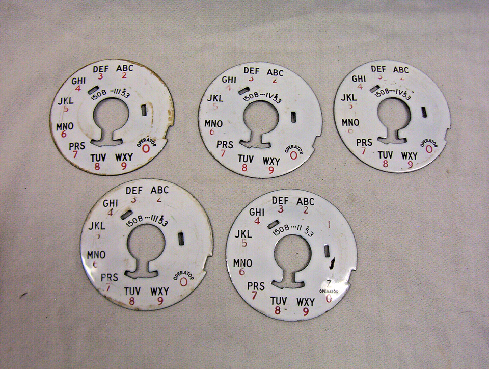 Set of five original Western Electric porcelain dial plates dated 1953 ...