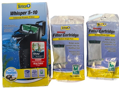 Tetra Whisper 5-10 Internal Power Filter & 2 Whisper Filter Cartridges ...