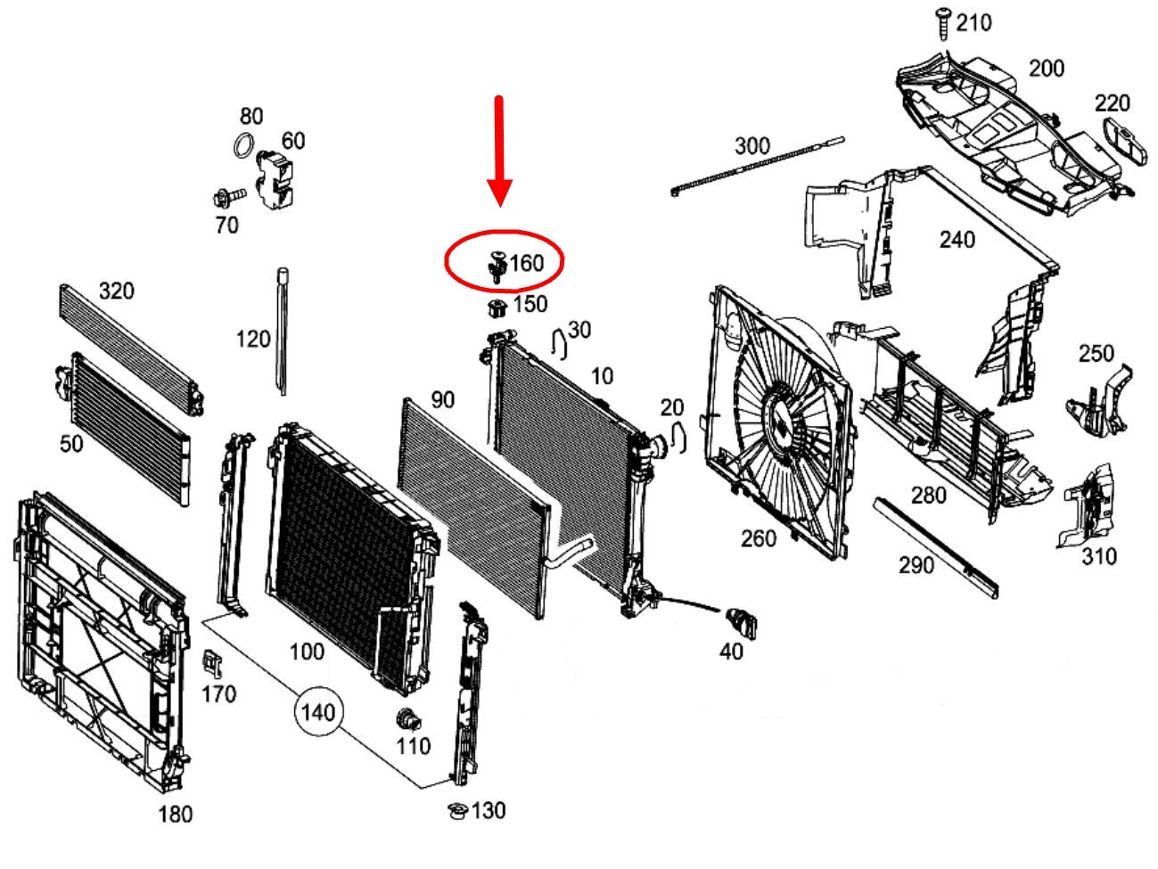 2x Radiator Mount Pin For Mercedes Benz E320 E350 E500 E550 CLS55 ...