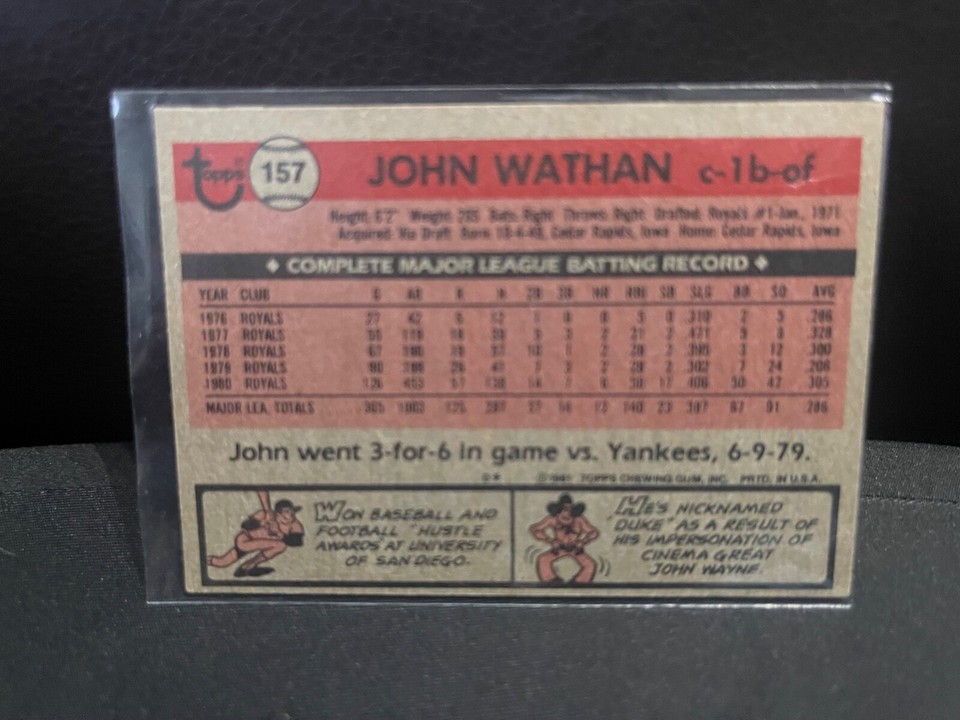 1981 Topps John Wathan #157 Royals | eBay
