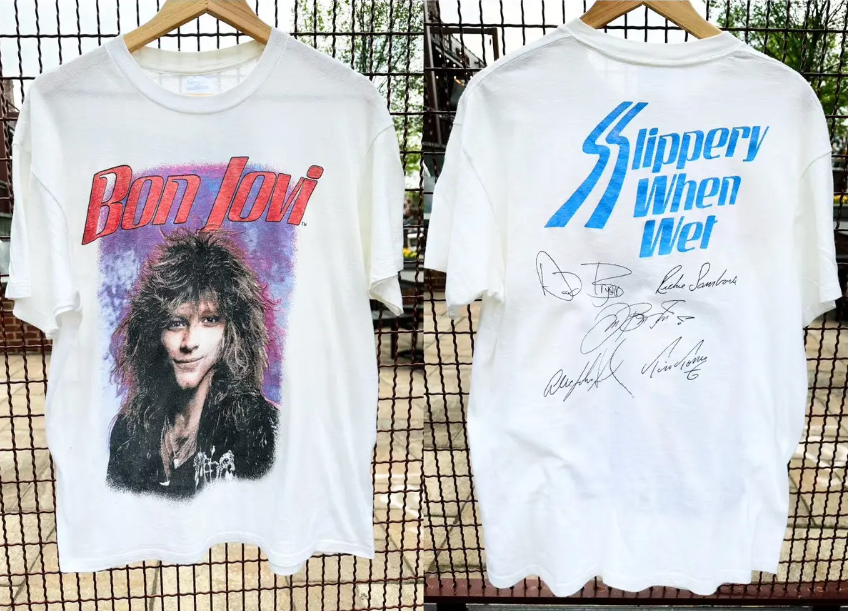 Vintage 1986 Bon Jovi Slippery When Wet T Shirt DAD Gift, Double Sided ...