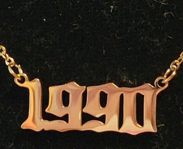 1990 Necklace Gold-tone Birth Year Grad Year Vintage… - Gem