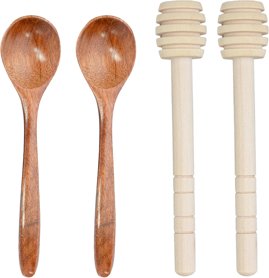 4 Pcs Honey Spoon Honey Stick Wooden Honey Spoon Honey Spoon Dipper Is ...