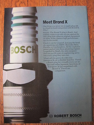Bosch Spark Plug Advertising Print Ad Meet Brand X 8" by 10.75" | eBay
