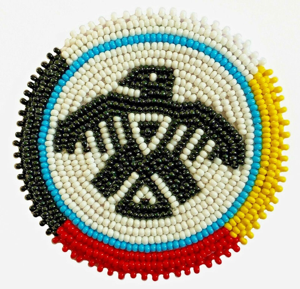 HANDMADE NATIVE STYLE NEW BEADED CRAFT APPLIQUE PATCH ROSETTE 2.5 INCH ...