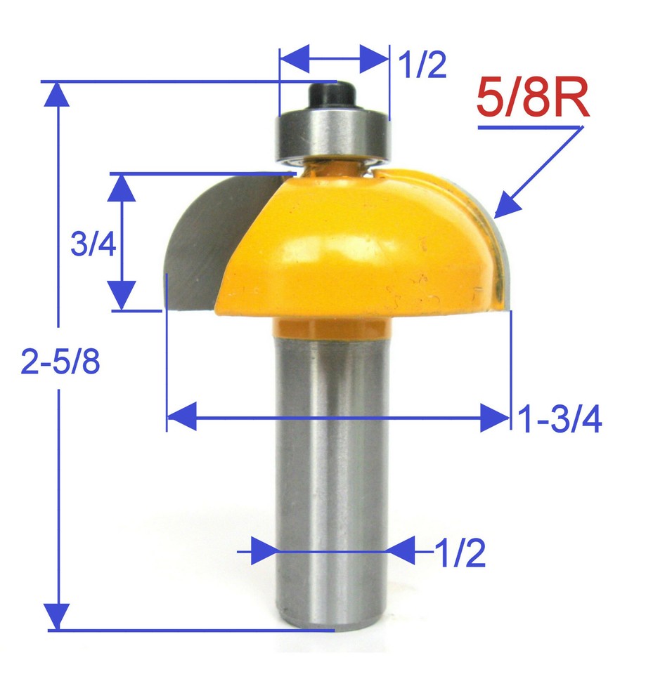 1 pc 1/2 SH Convex Cove with 5/8" Radius 3/4" High Router Bit sct-888 ...
