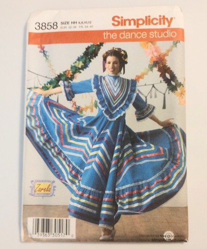 Simplicity Misses' Mexican Dance Dress Zarela Pattern 3858 Size 6 - 12 ...