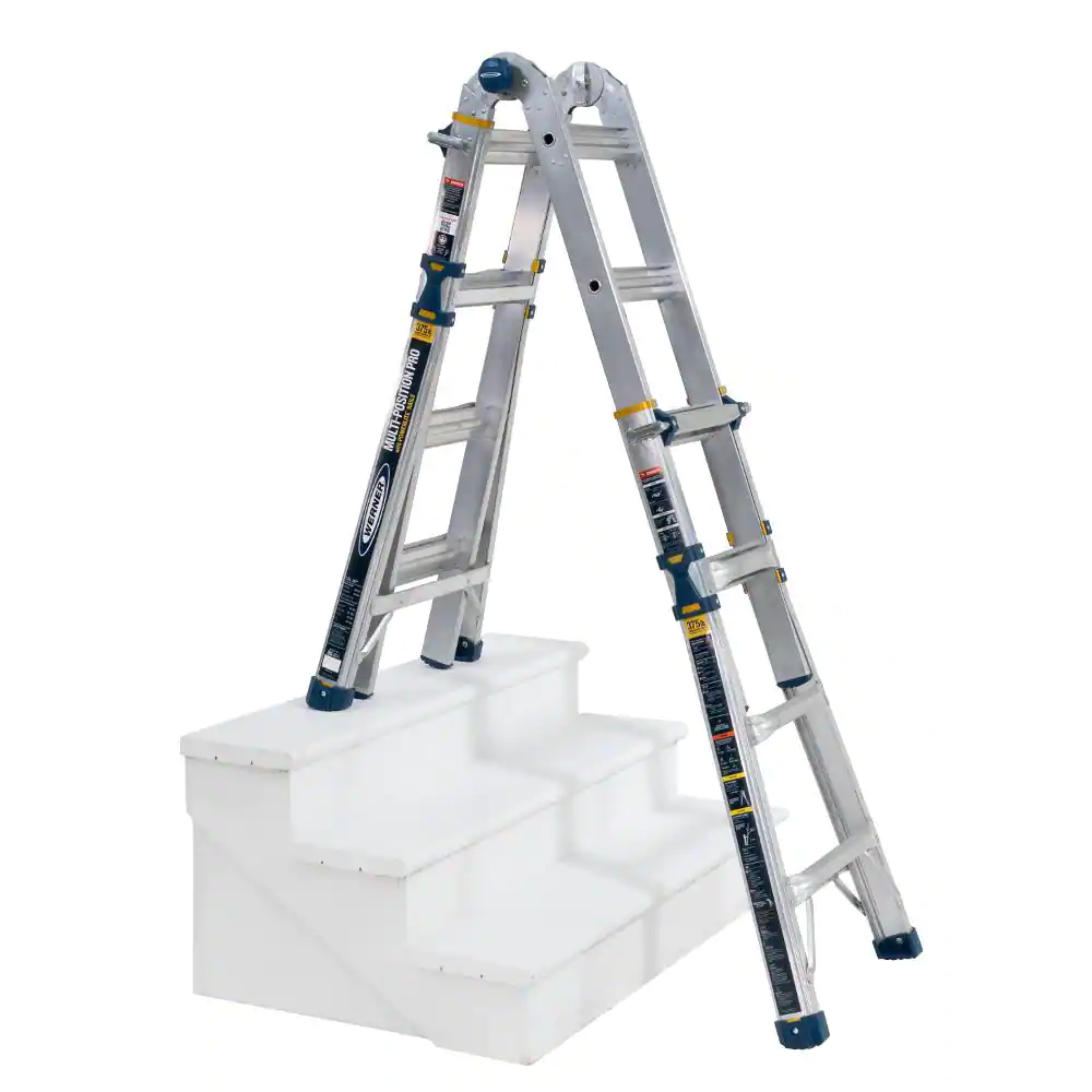 WERNER Pro Ladder 18-Ft Reach Aluminum Multi-Position 375-Lbs Load ...