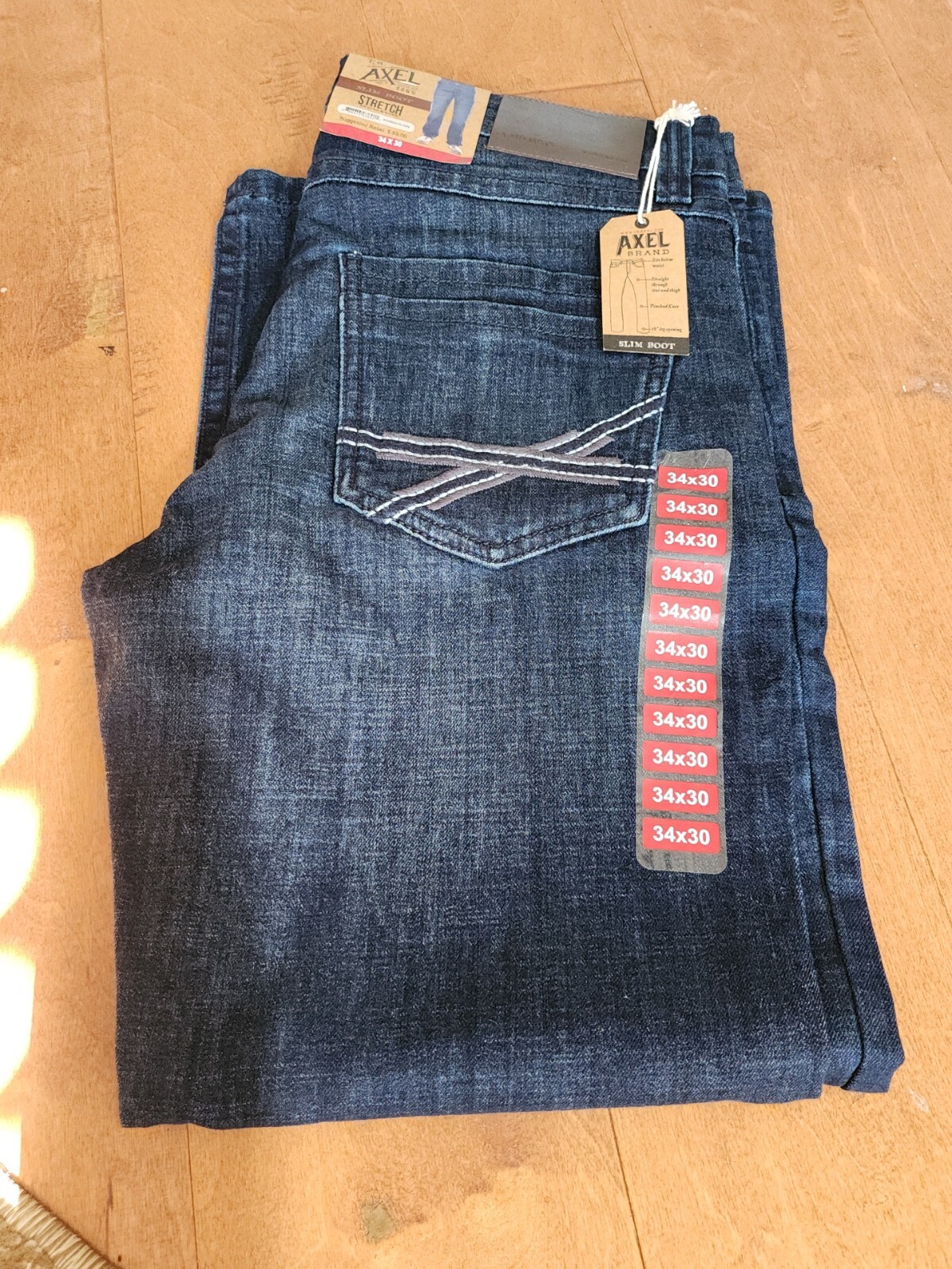 TK Axel Denim Jeans 34x30 Slim Boot Cut Stretch Dark Wash Double Back ...