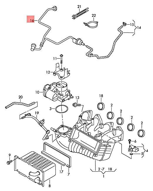 NEW VW SEAT SKODA BEETLE CABRIO CABRIOLET CONNECTING HOSE 03F133366C ...