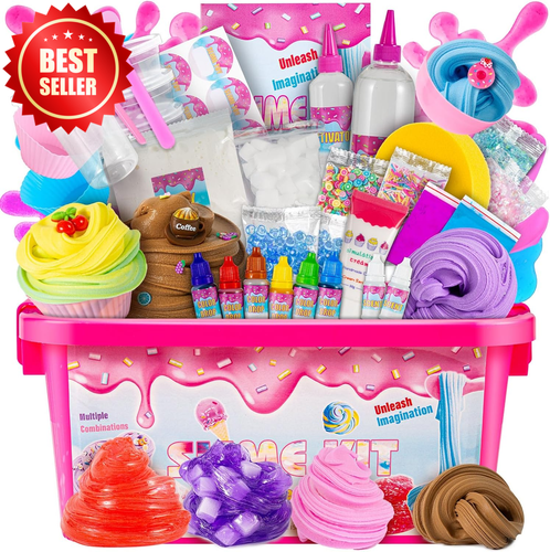 Dazzling Clear Slime Kit Jumbo DIY Sparkling Crunchy Jelly Foam Glossy ...