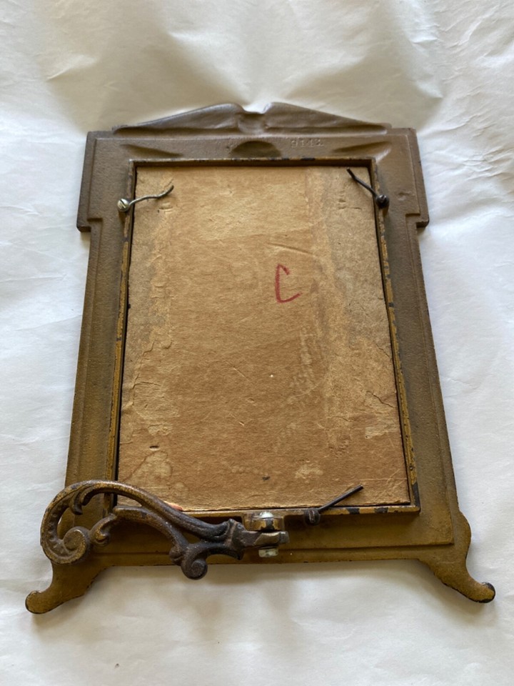 ANTIQUE 1900 PATRIOTIC BEAUTIFUL PAINTED BRASS CAST IRON PICTURE FRAME ...