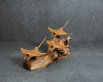 Wooden Manta Ray Statue 11" Width, Hand Carved , Family decor, Birthday ...