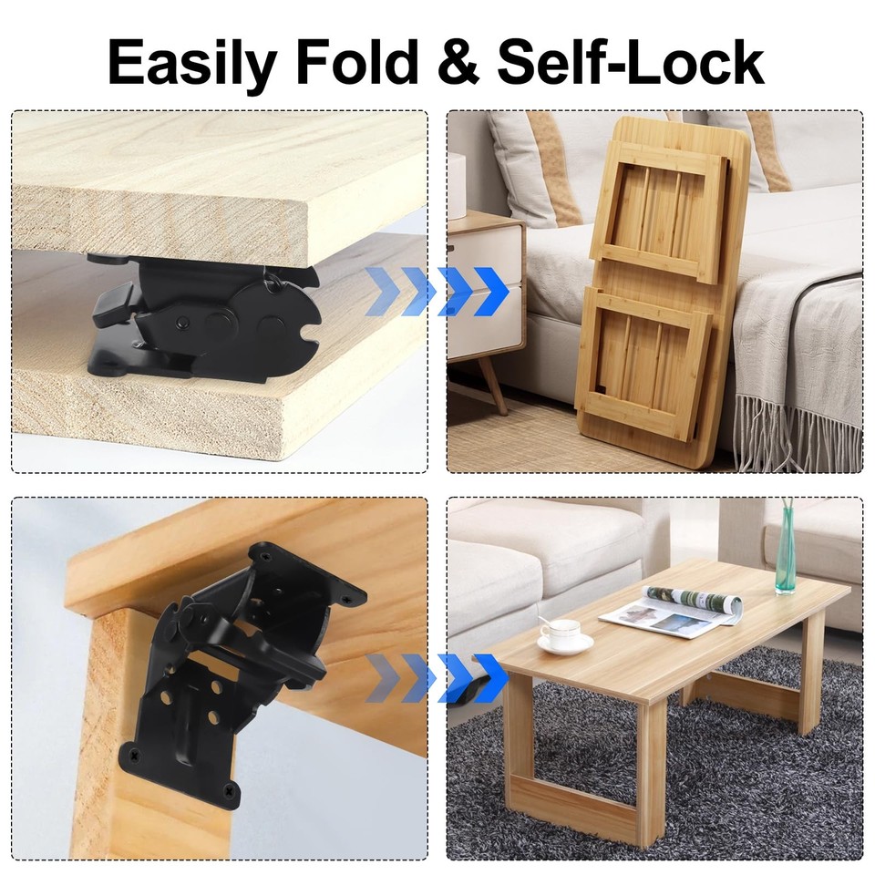 Self Locking Hinges Furniture Table Legs Locking Brackets, 90 Degree ...
