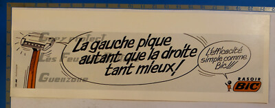 RASOIR BIC LA GAUCHE PIQUE AUTANT QUE LA DROITE publicité document ...