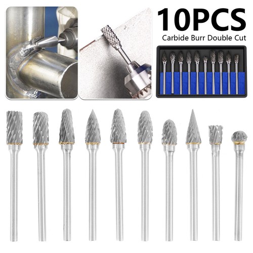 10Pcs 3MM Shank Double Cut Tungsten Carbide Burrs Rotary Files Diamo ...