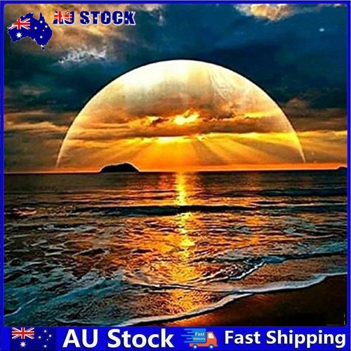 5D DIY Diamond Painting Full Round Drill Seaside Sunset Rhinestone Wall ...