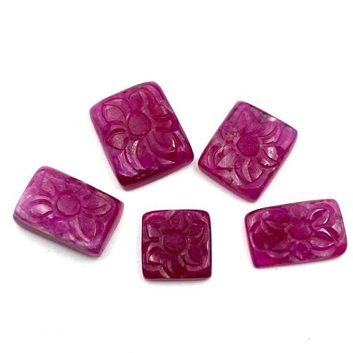 Natural Ruby Carving Rectangle Loose Gemstone Lot 5 Pcs 10*10-12*15 MM ...