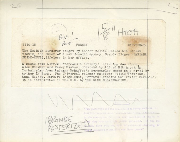 Frenzy 1972 Barbara Leigh Hunt Necktie Stangler Alfred Hitchcock ...